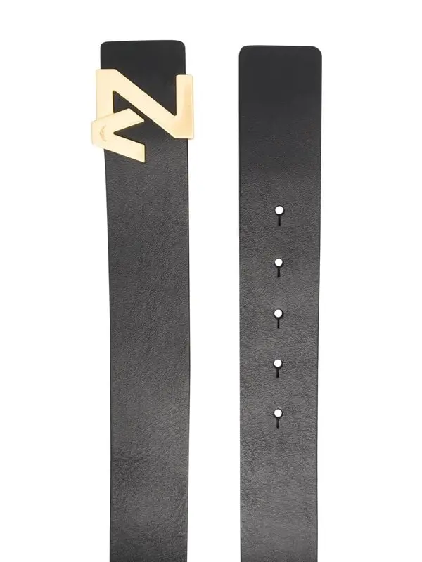 Zadig&Voltaire Logo-plaque Leather Belt - Black