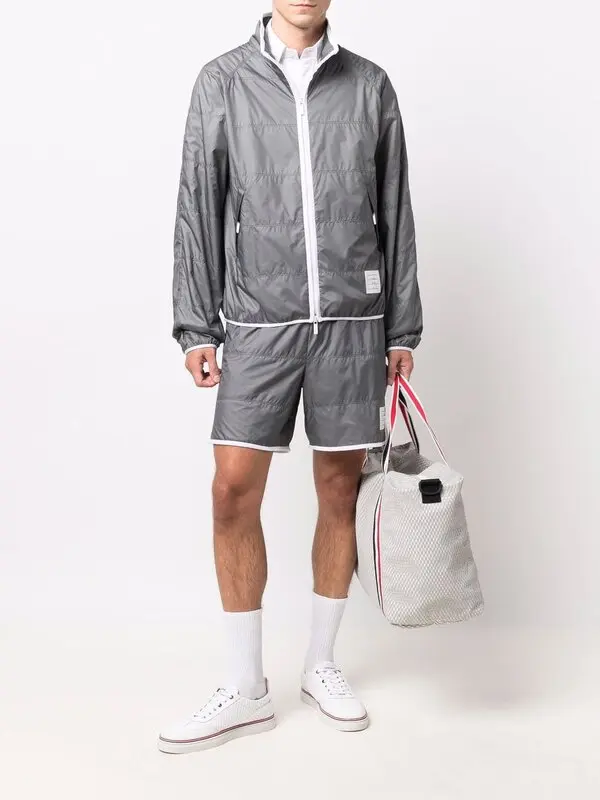 Thom Browne Ripstop Track Shorts - Silver