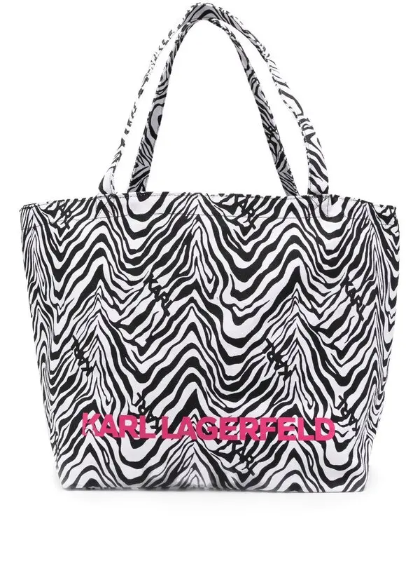 Karl Lagerfeld Zebra-print Logo Tote Bag