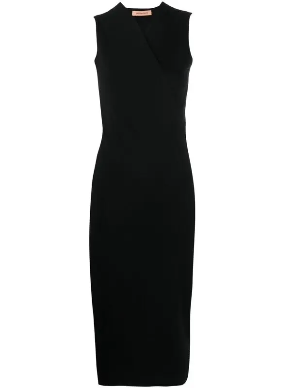 YVES SALOMON Wrapped V-neck Midi Dress