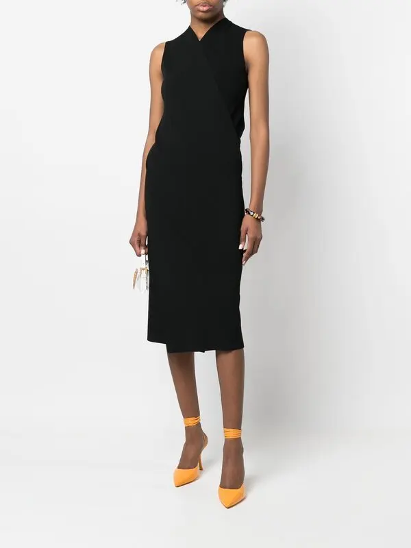 YVES SALOMON Wrapped V-neck Midi Dress