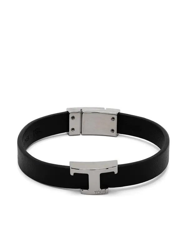 TOD'S Logo-plaque Leather Bracelet - Black