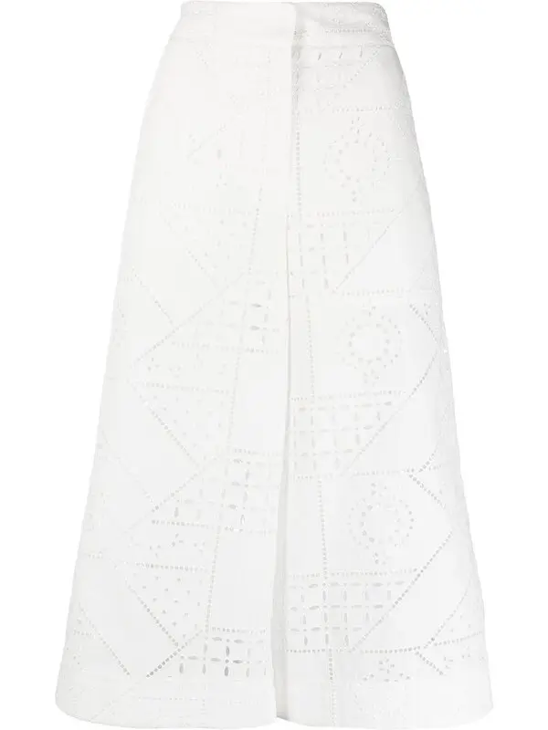 MSGM Embroidered Cotton-blend Culottes
