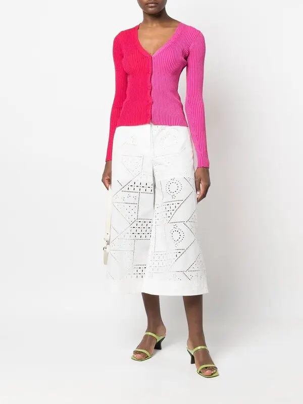 MSGM Embroidered Cotton-blend Culottes