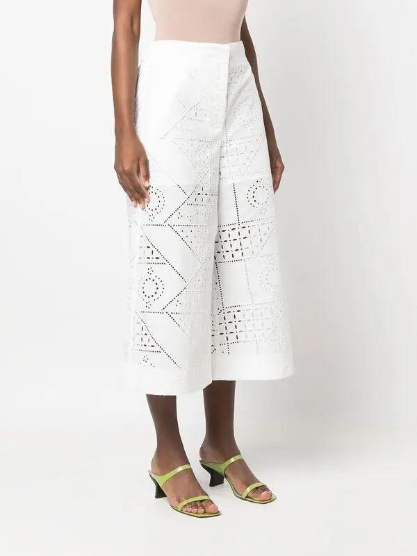 MSGM Embroidered Cotton-blend Culottes