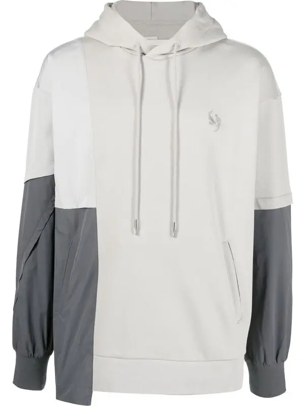 FENG CHEN WANG Logo-embroidered Panelled Hoodie