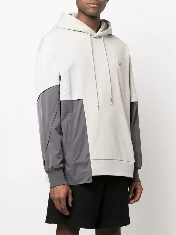 FENG CHEN WANG Logo-embroidered Panelled Hoodie