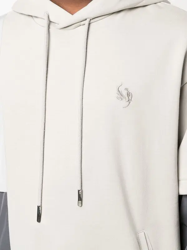 FENG CHEN WANG Logo-embroidered Panelled Hoodie