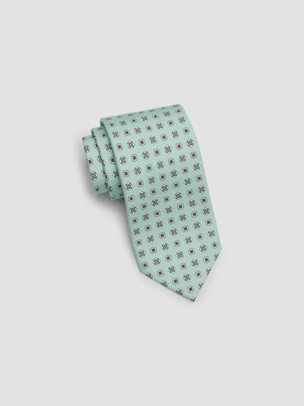 Isaia Medallion Silk Tie - Light Green