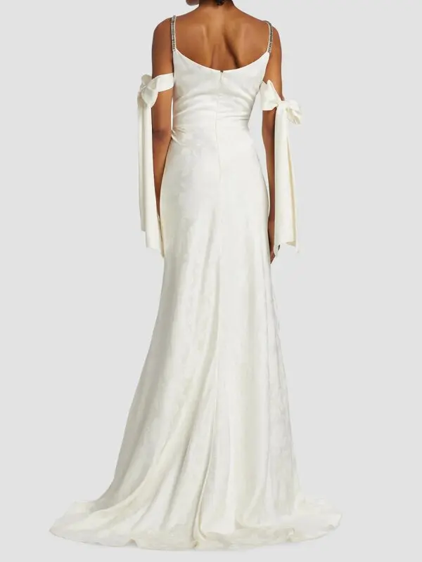 MARKARIAN Circe Floral Jacquard Arm Bow Gown