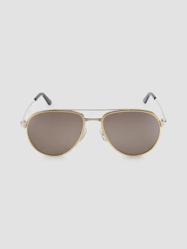 Cartier Santos De 59mm Aviator Sunglasses - Silver