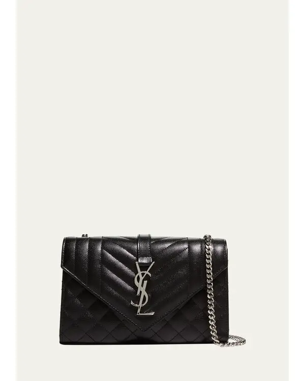 Saint Laurent Envelope Triquilt Small Shoulder Bag - Black