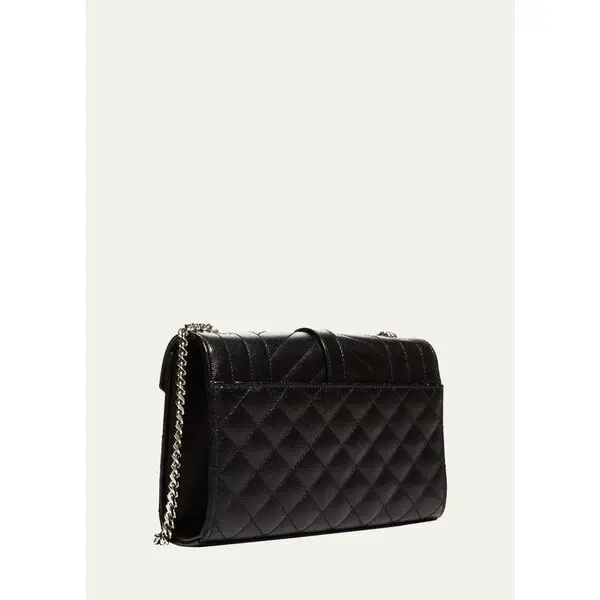 Saint Laurent Envelope Triquilt Small Shoulder Bag - Black