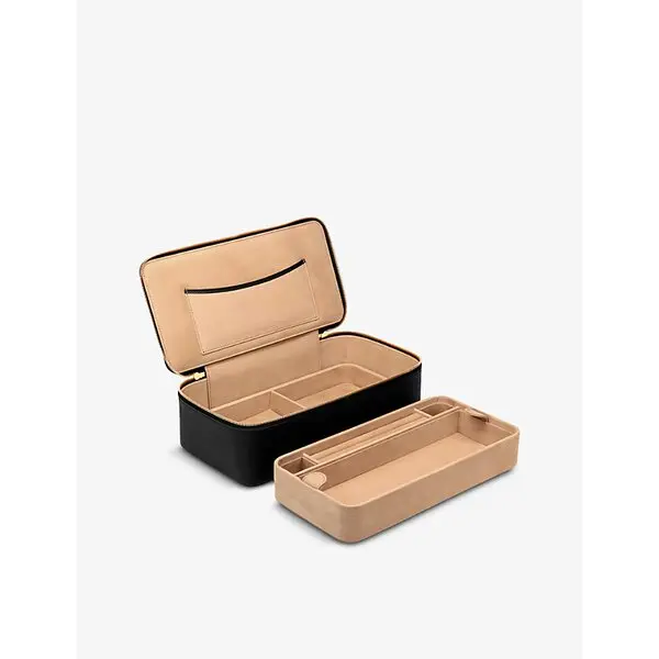 Smythson Panama Cross-grain Leather Jewellery Travel Case - Black
