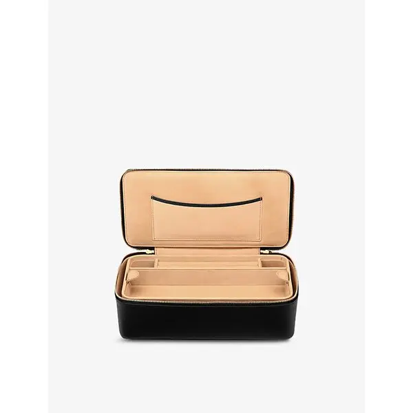 Smythson Panama Cross-grain Leather Jewellery Travel Case - Black