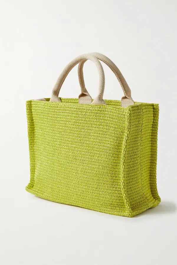 Marni Embroidered Raffia Tote - Green