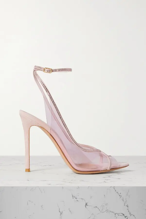 GIANVITO ROSSI Crystelle 105 Embellished Leather-trimmed Pvc Sandals