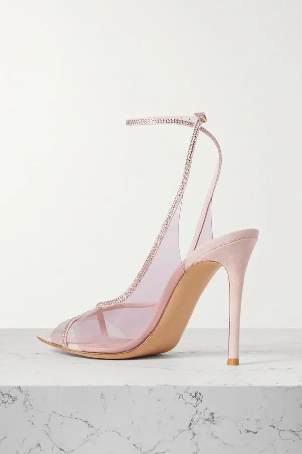 GIANVITO ROSSI Crystelle 105 Embellished Leather-trimmed Pvc Sandals