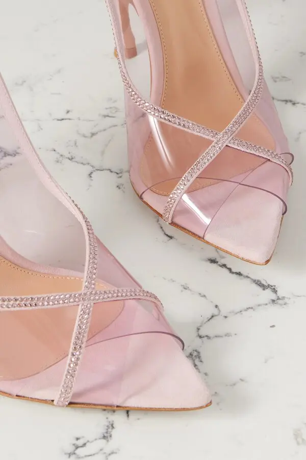 GIANVITO ROSSI Crystelle 105 Embellished Leather-trimmed Pvc Sandals