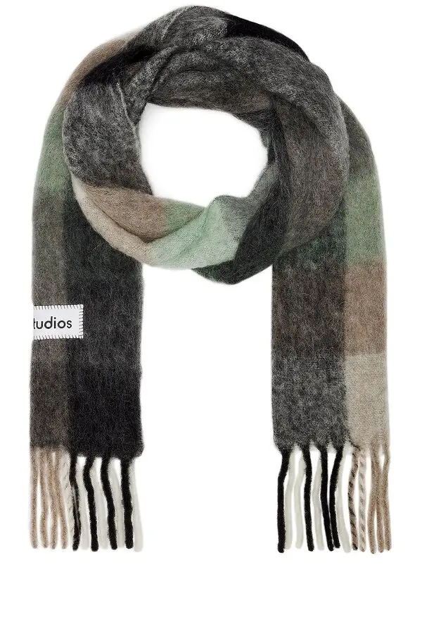 Acne Studios Heavy Scarf In Multi - Green  Grey & Black