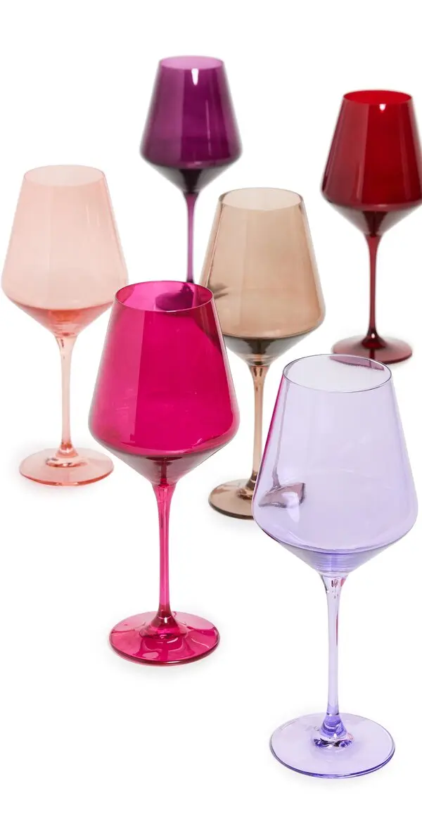 ESTELLE COLORED GLASS Stemware Set Of 6