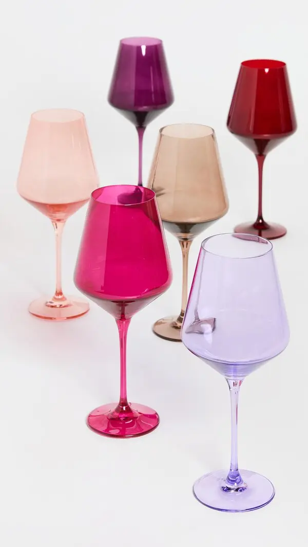 ESTELLE COLORED GLASS Stemware Set Of 6