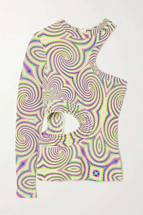 Stella McCartney Cutout Printed Bodysuit - Green