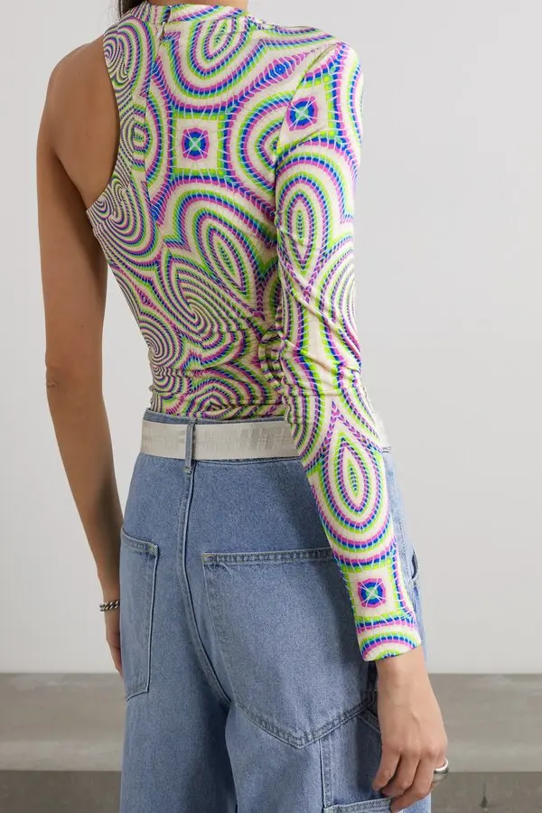 Stella McCartney Cutout Printed Bodysuit - Green