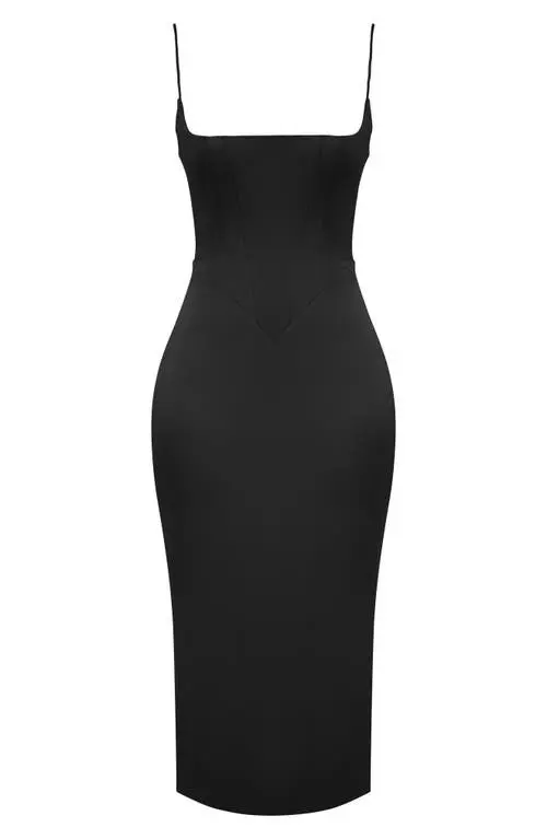 House Of Cb Anais Satin Corset Midi Dress
