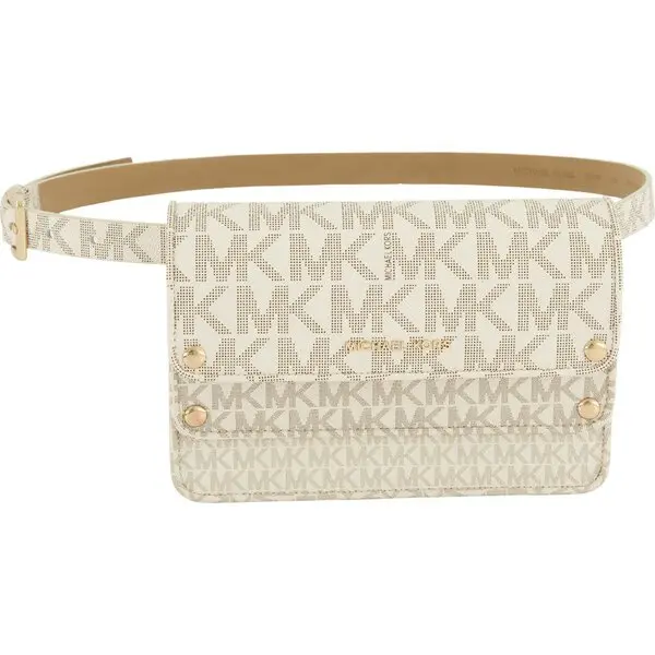 Michael Kors Logo Faux Leather Belt Bag In Vanilla - 25% Off  display picture 1