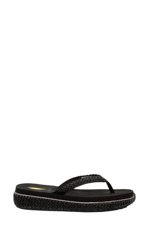 VOLATILE Palau Platform Flip Flop - Black Fabric