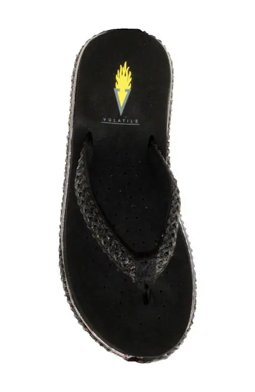 VOLATILE Palau Platform Flip Flop - Black Fabric