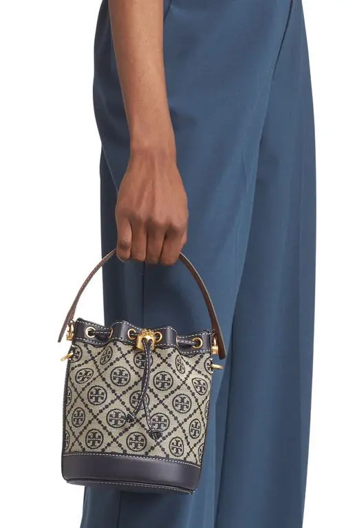 Tory Burch Mini T Monogram Bucket Bag - Tory Navy