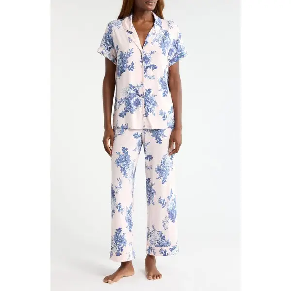 Nordstrom Moonlight Eco Crop Pajamas - Pink- Blue Primavera Floral