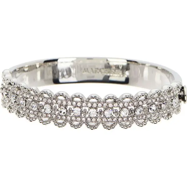 Marchesa Pave Crystal Filigree Bangle Bracelet - Silver/crystal