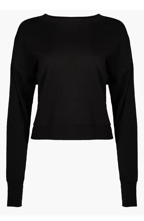 Sweaty Betty Cotton Blend Crop Sweatshirt - Black