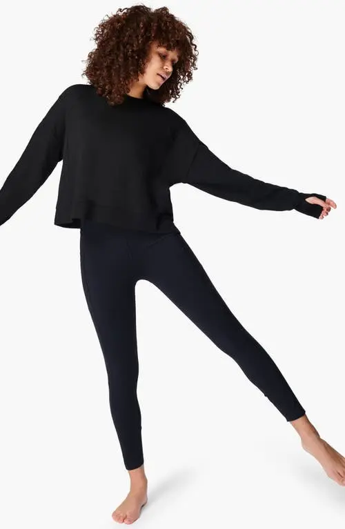 Sweaty Betty Cotton Blend Crop Sweatshirt - Black