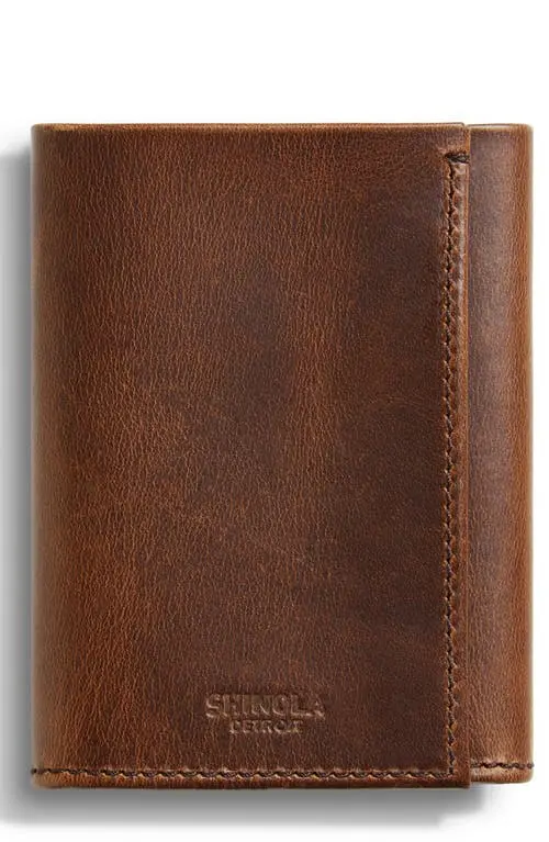 Shinola Rfid Leather Trifold Wallet - Medium Brown