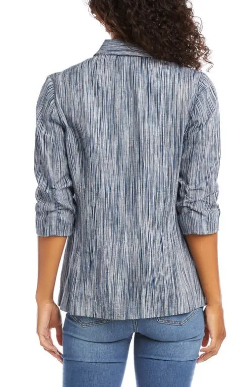 Karen Kane Stripe Ruched Sleeve Linen Jacket