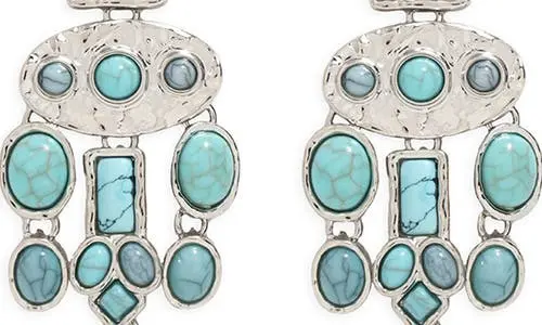 PETIT MOMENTS Dusk Statement Drop Earrings - Silver/turquoise