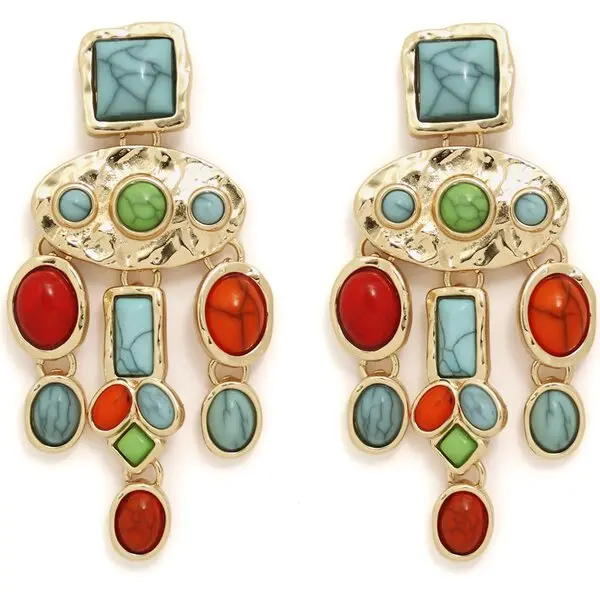 PETIT MOMENTS Dusk Statement Drop Earrings - Turquoise