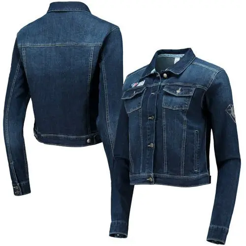 LUSSO Nba 75th Anniversary Georgie Swarovski Crystals Denim Button-up Jacket - Blue