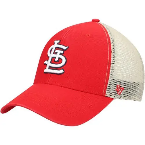 '47 Natural St. Louis Cardinals Flagship Washed Mvp Trucker Snapback Hat - Red