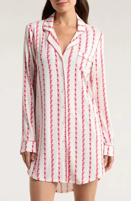 Nordstrom Moonlight Eco Nightshirt - Ivory- Red Painted Heart Chain