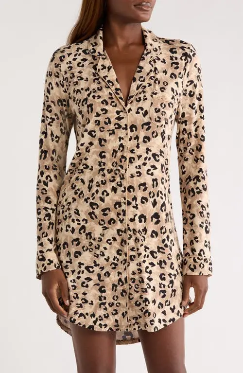 Nordstrom Moonlight Eco Nightshirt - Tan Inked Leopard