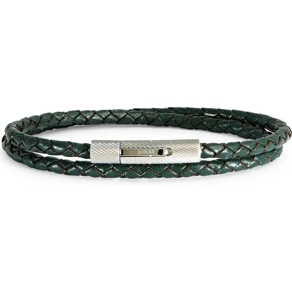 JONAS STUDIO Braided Leather Wrap Bracelet - Green