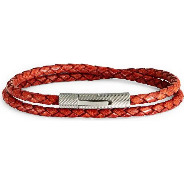 JONAS STUDIO Braided Leather Wrap Bracelet - Red