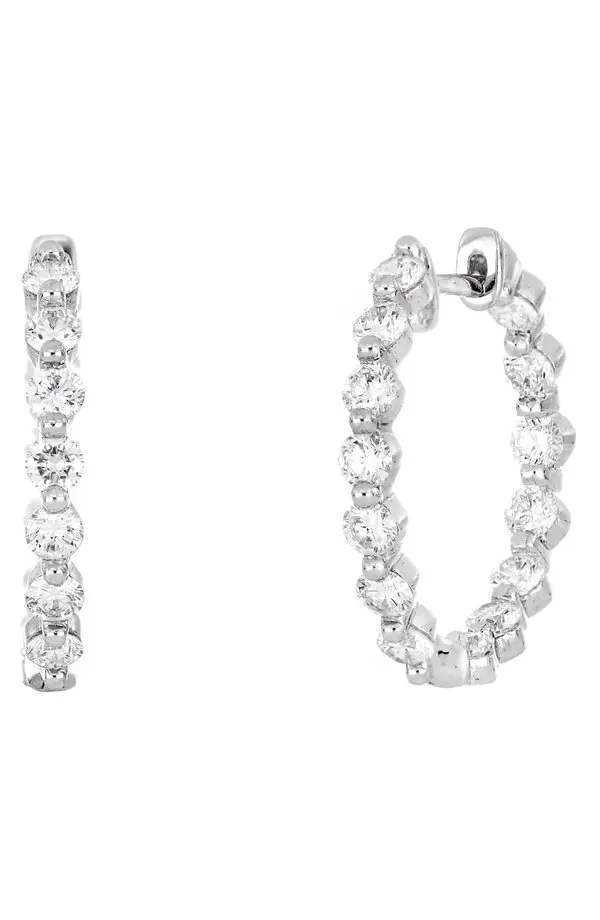 Bony Levy 18k Gold And Diamond Hoop Earrings - White Gold