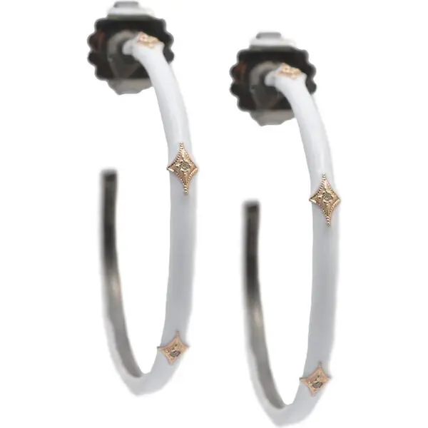 Armenta Crivelli Enamel Diamond Hoop Earrings - White