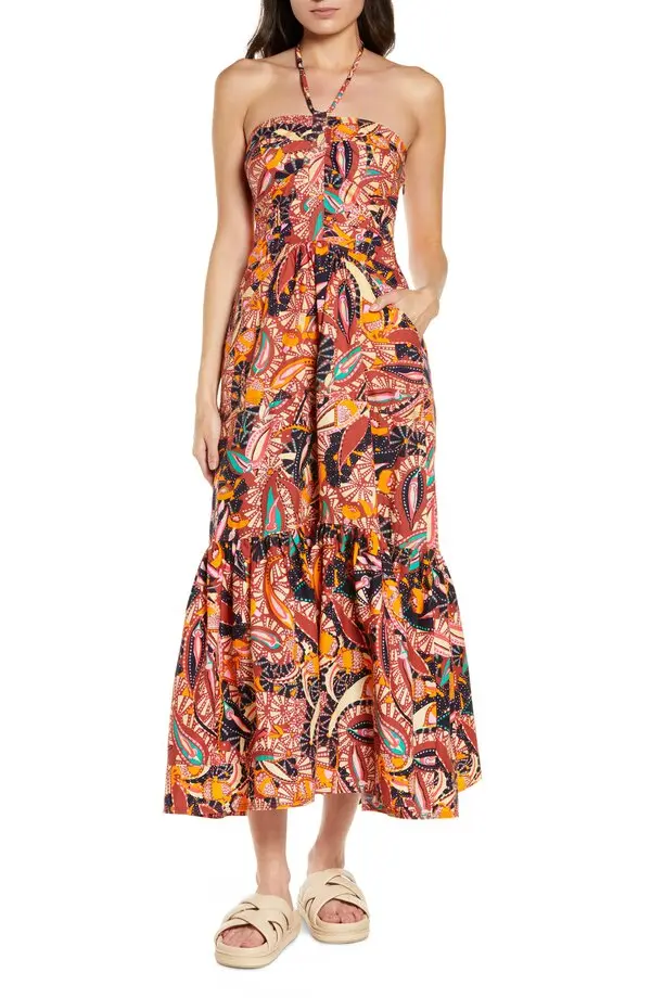 A.L.C. Adelle Cotton Halter Midi Dress
